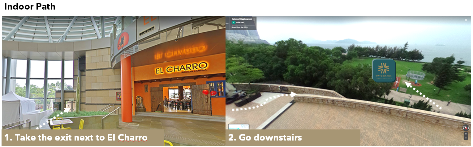 Direction to the Cyberport Waterfront Park (inside the Mall ...